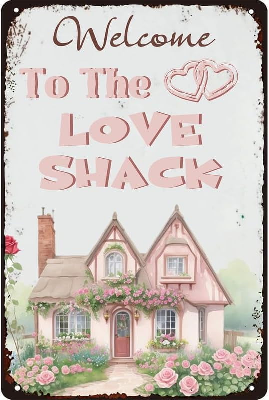 JUSIP Welcome To The Love Shack Vintage Metal Tin Sign Funny Valentine ...