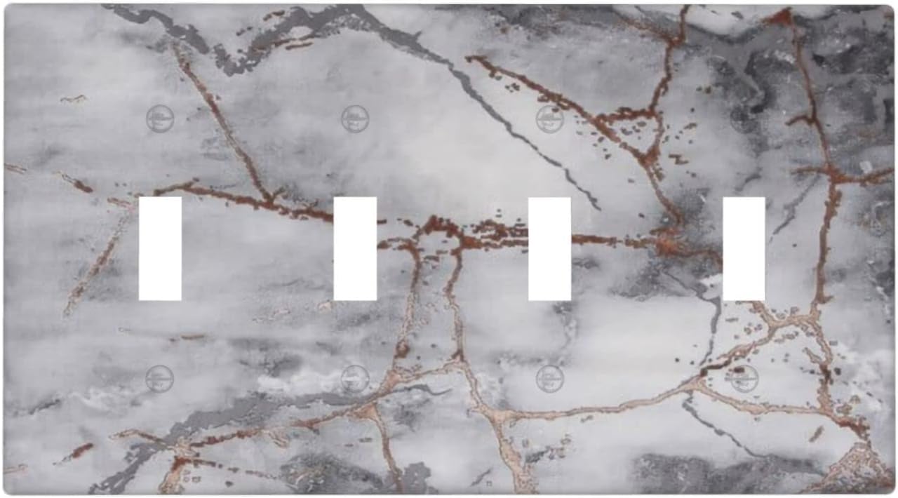 JUSIP White Granite Marble Quad Toggle Light Switch Plate Cover ...