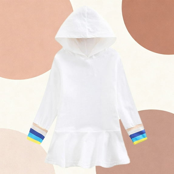 JUSLIO Dresses for Girls White Dresses Back-to-School Casual Long ...