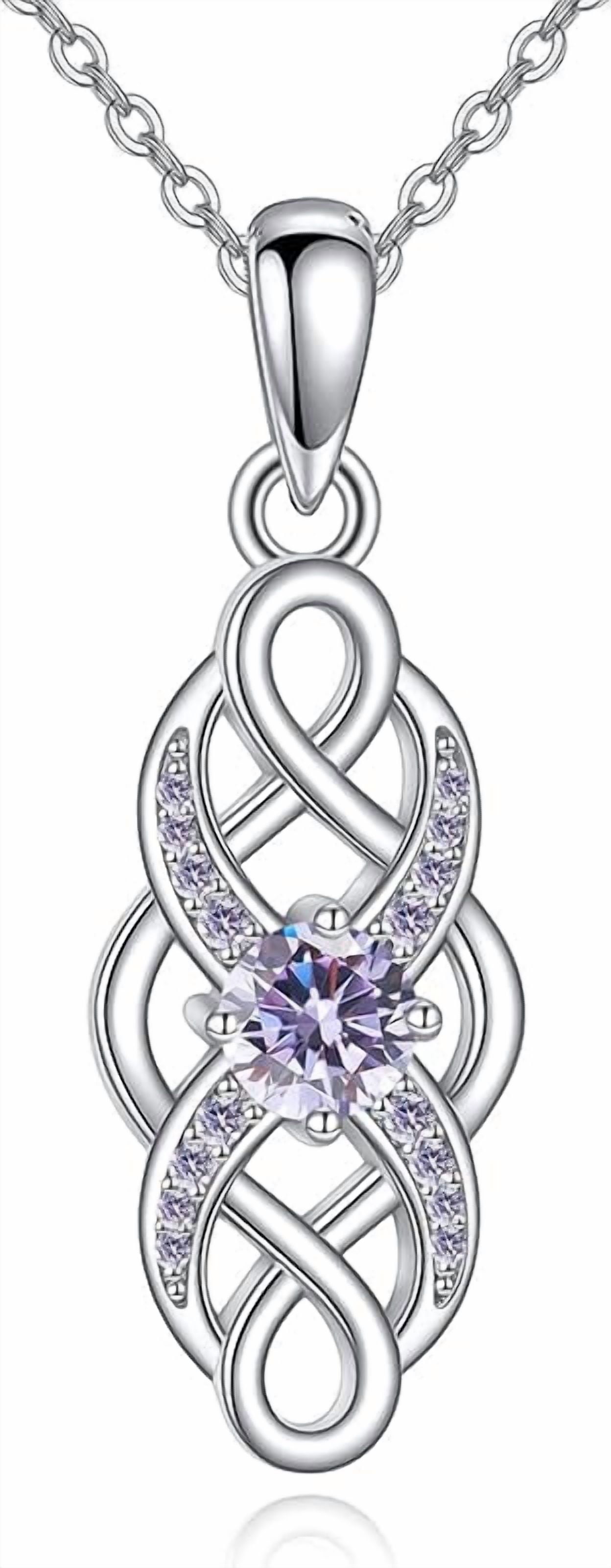 JUSORA Celtic Knot Necklace 925 Sterling Silver Infinity Necklace Irish ...