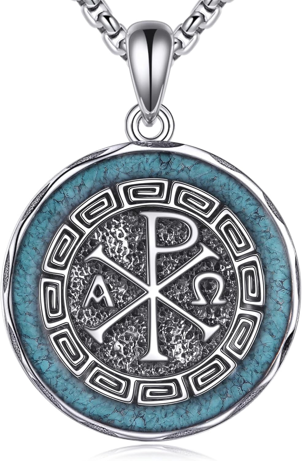 JUSORA Chi Rho Necklace 925 Sterling Silver Chi Rho Alpha Omega PX XP ...