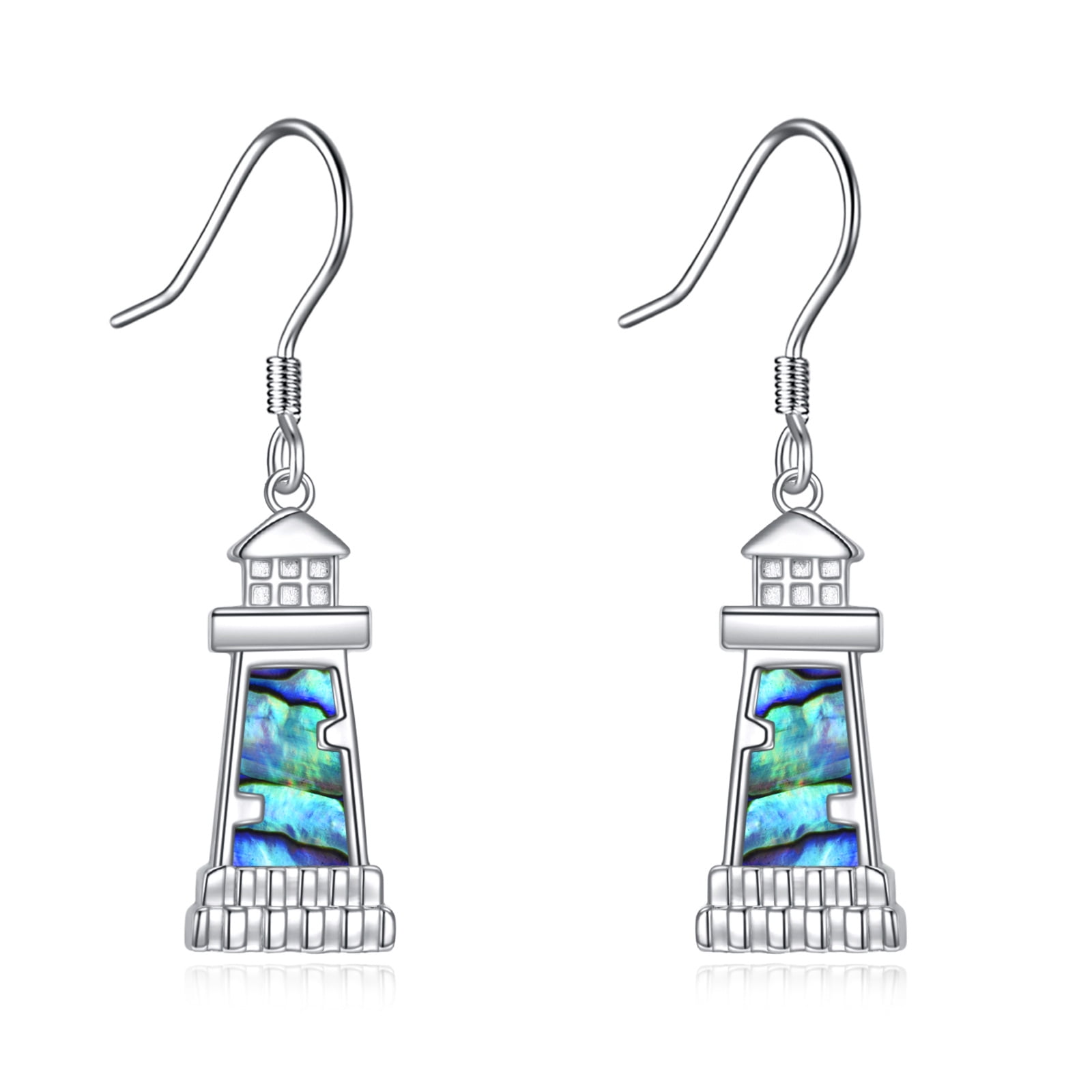 JUSORA Lighthouse Earrings 925 Sterling Silver Abalone Shell Stone ...