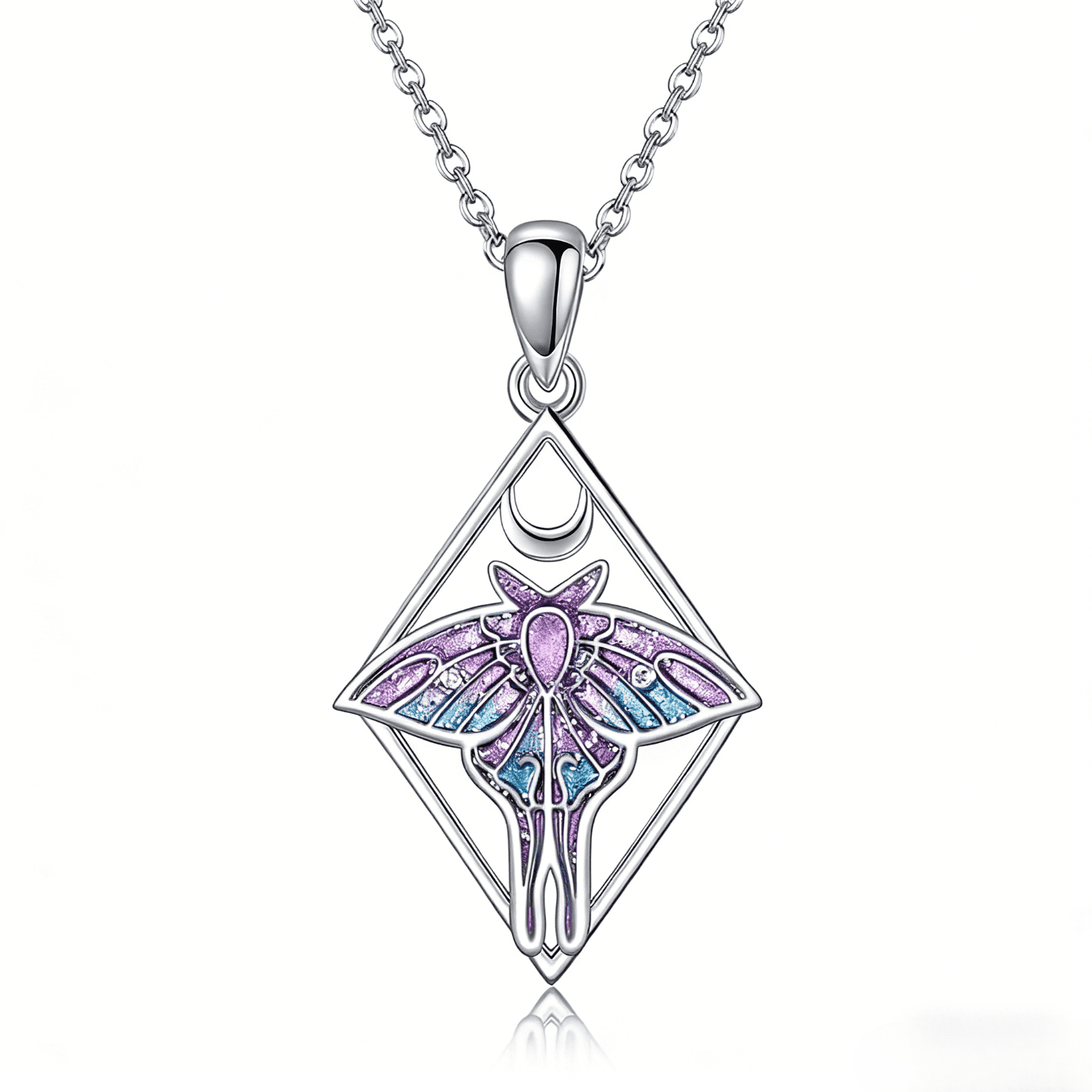 JUSORA Moth Necklace 925 Sterling Silver Moth Pendant Luna Moth Jewelry ...