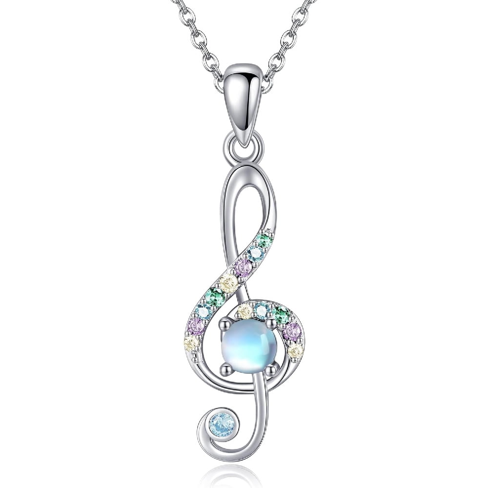 JUSORA Music Note Necklace 925 Sterling Silver Musical Theme Jewelry ...