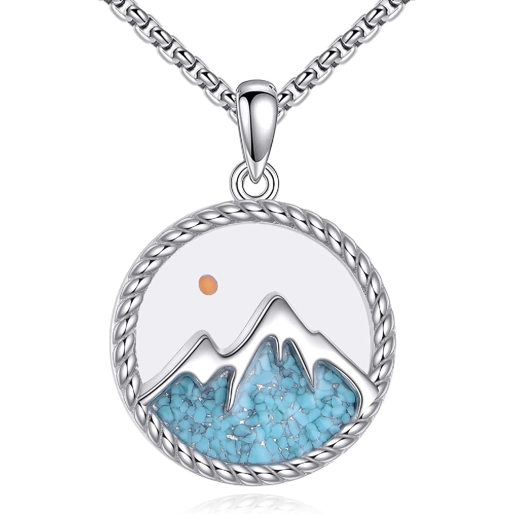 JUSORA Mustard Seed Mountain Necklace 925 Sterling Silver Turquoise ...
