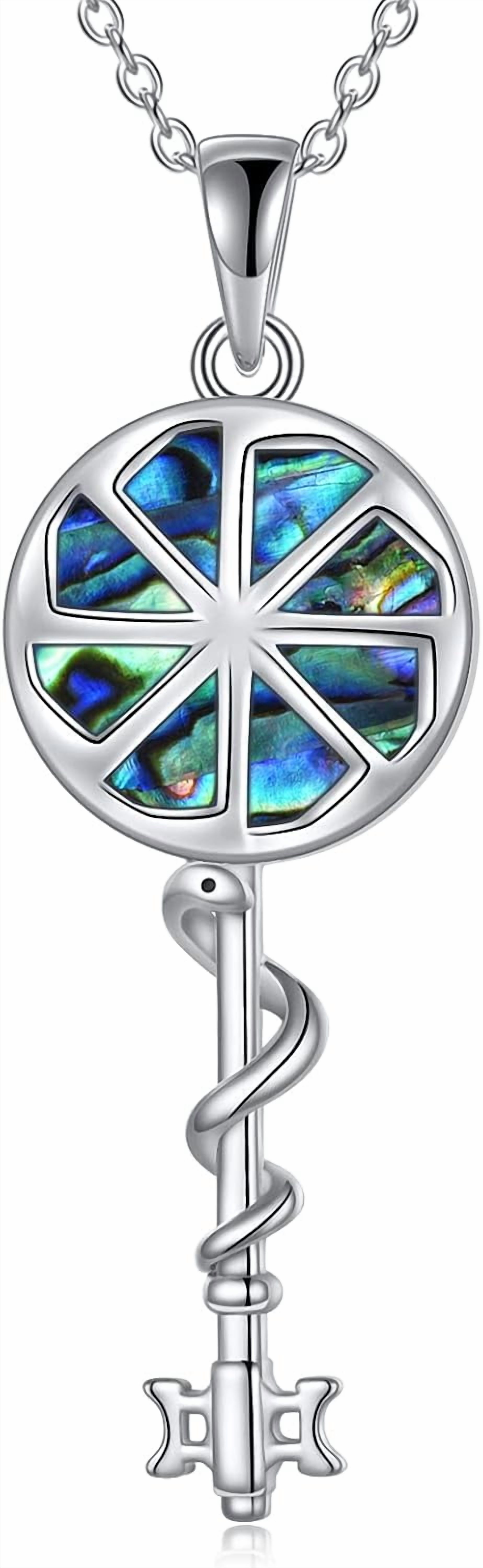 JUSORA Sun Wheel Necklace Sterling Silver Snake Sun Wheel Key Pendant ...