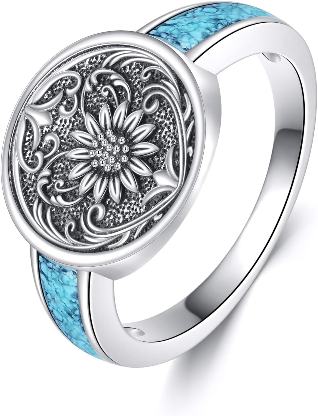 JUSORA Sunflower Ring 925 Sterling Silver Sunflower Ring Religious ...