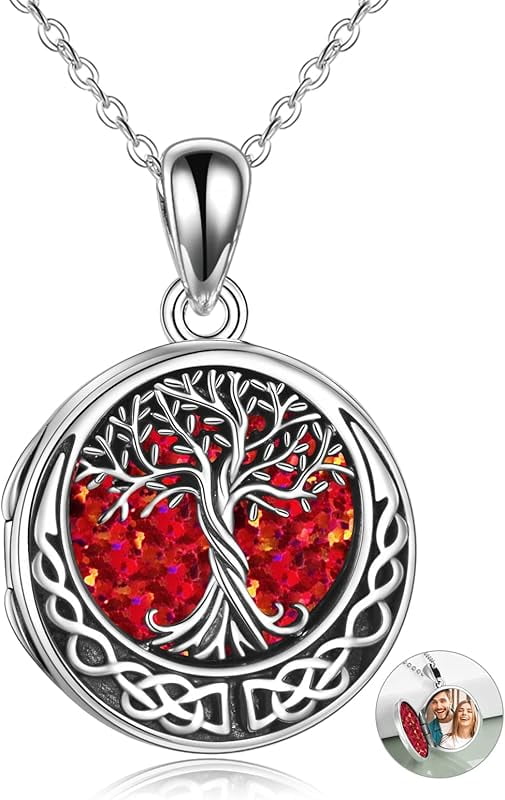 JUSORA Tree of Life Locket Necklace Sterling Silver Locket Necklace ...
