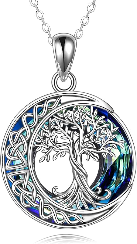 JUSORA Tree of Life Necklaces S925 Sterling Silver Crystal Tree of Life ...