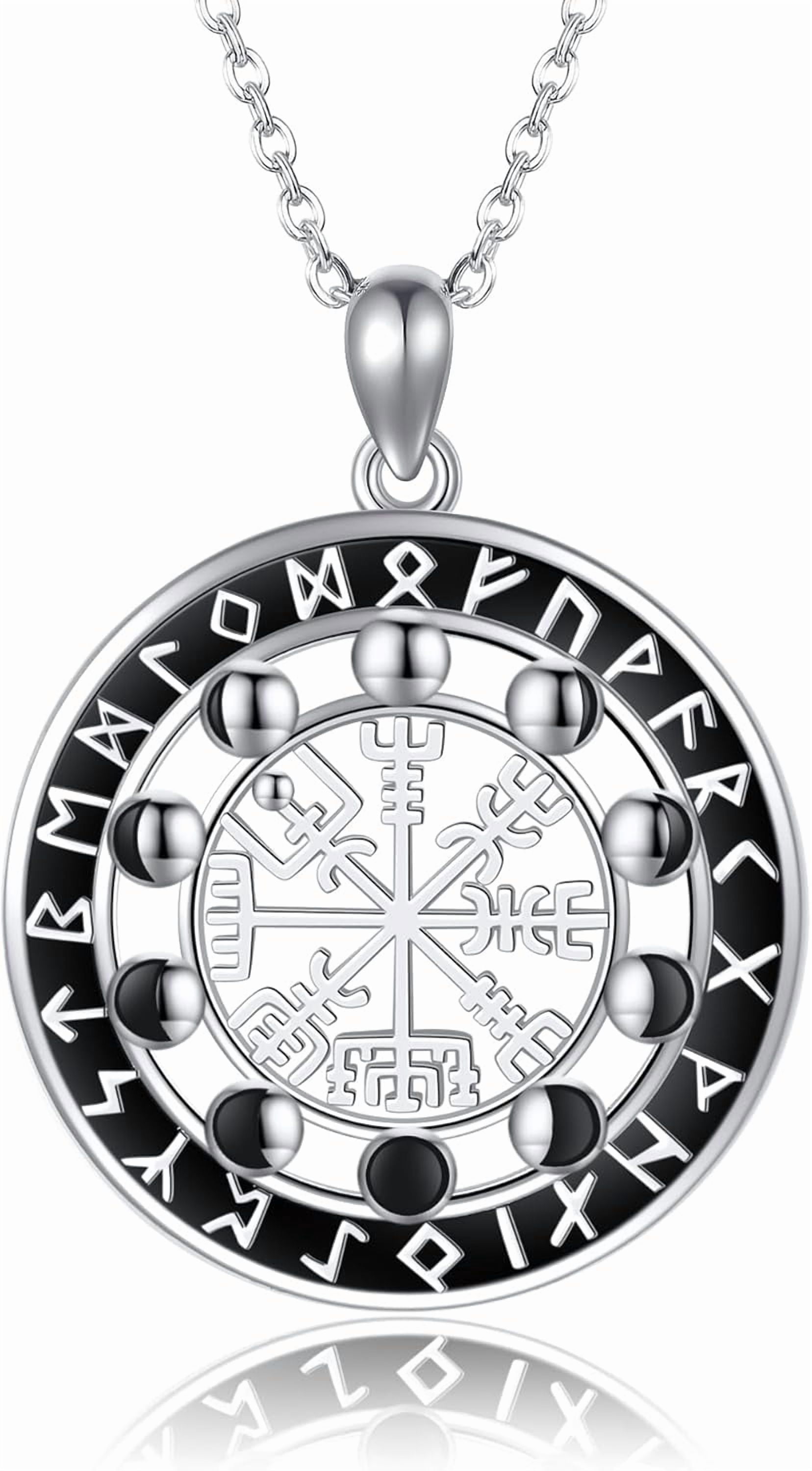 JUSORA Viking Compass Necklace 925 Sterling Silver Viking Runes ...