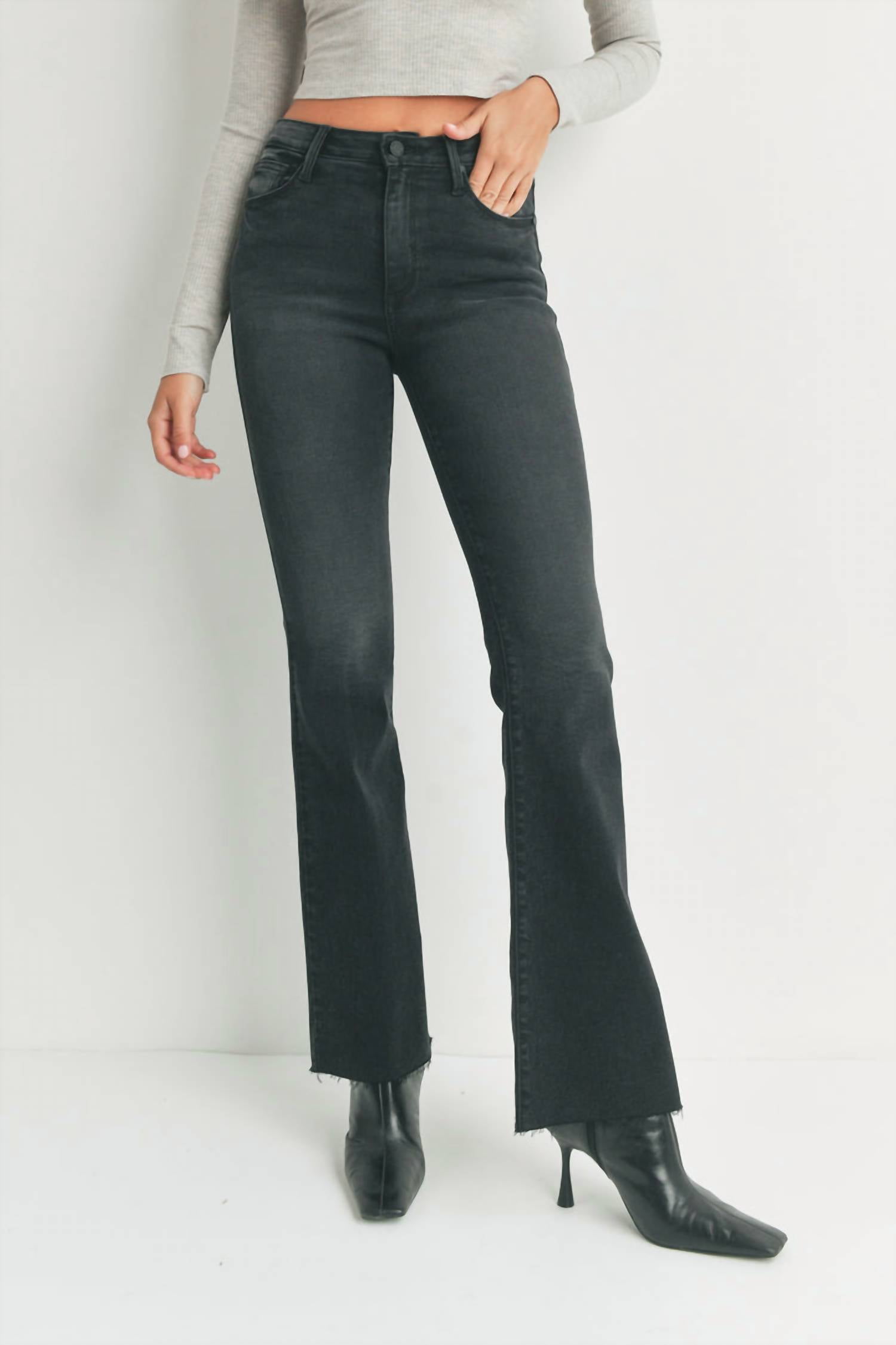 JUST BLACK DENIM High Rise Scissor Cut Flare Jeans - Walmart.com
