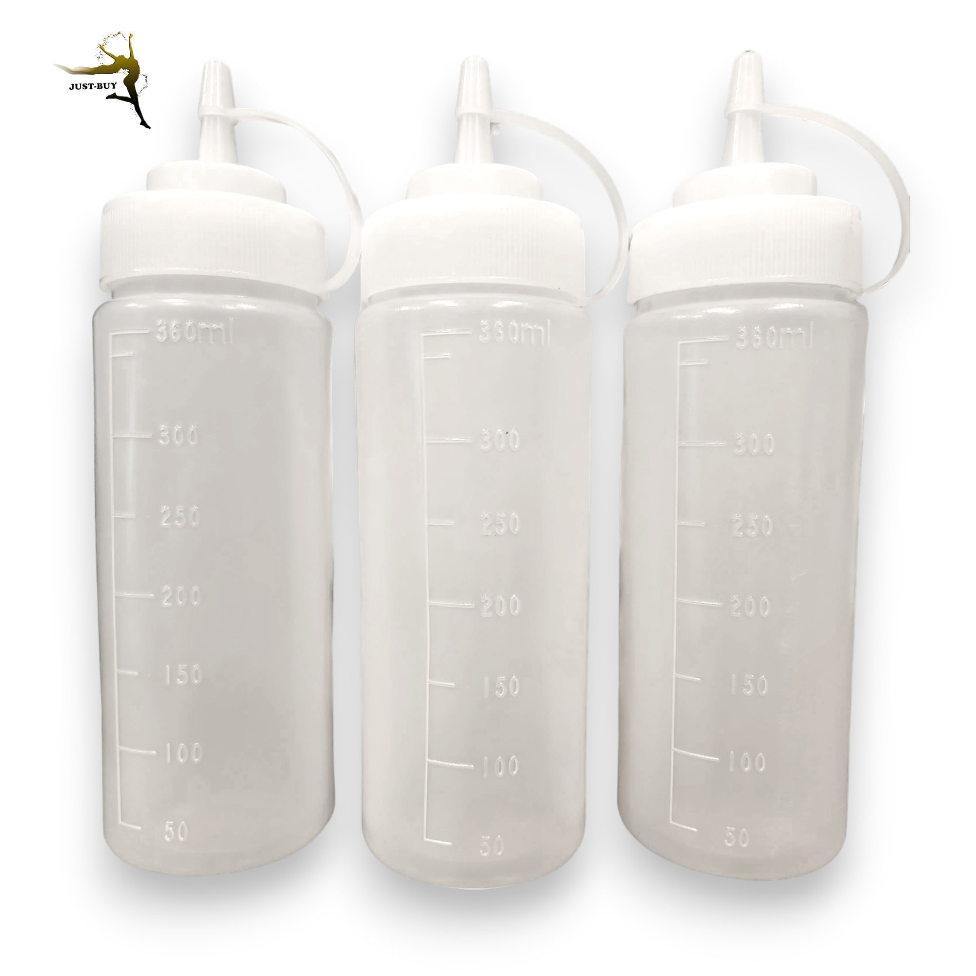 Justbuy 12 oz Clear Condiment Squeeze Bottles with Leak-Resistant Cap ...