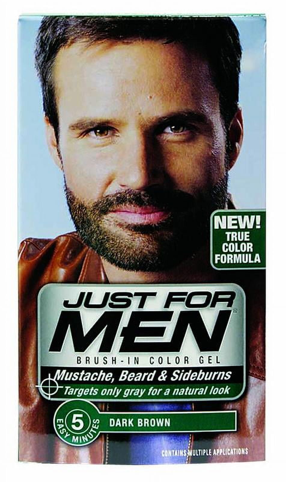 JUST FOR MEN Color Gel Mustache & Beard M-45, Dark Brown 1 Each (Pack ...