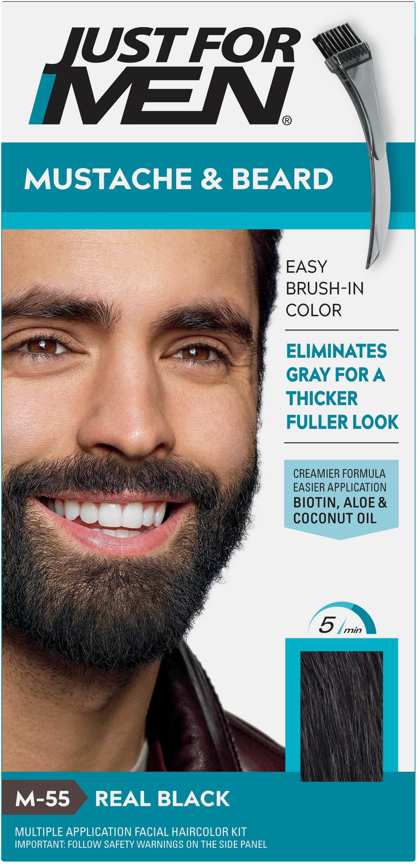 JUST FOR MEN Color Gel Mustache & Beard M-55 Real Black 1 Each (Pack of ...