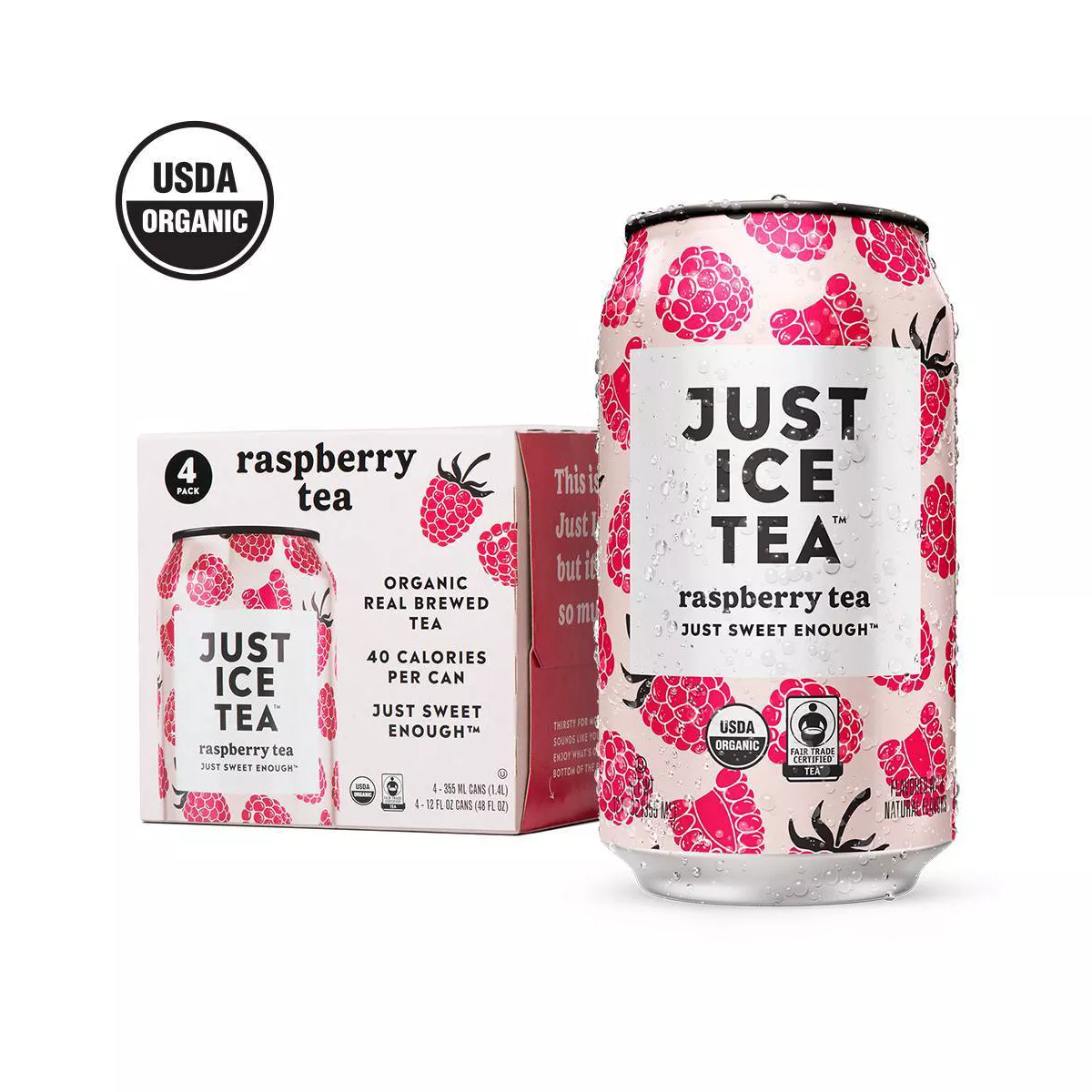 JUST ICE TEA Raspberry Black Tea - 4pk/12 fl oz Cans - Walmart.com
