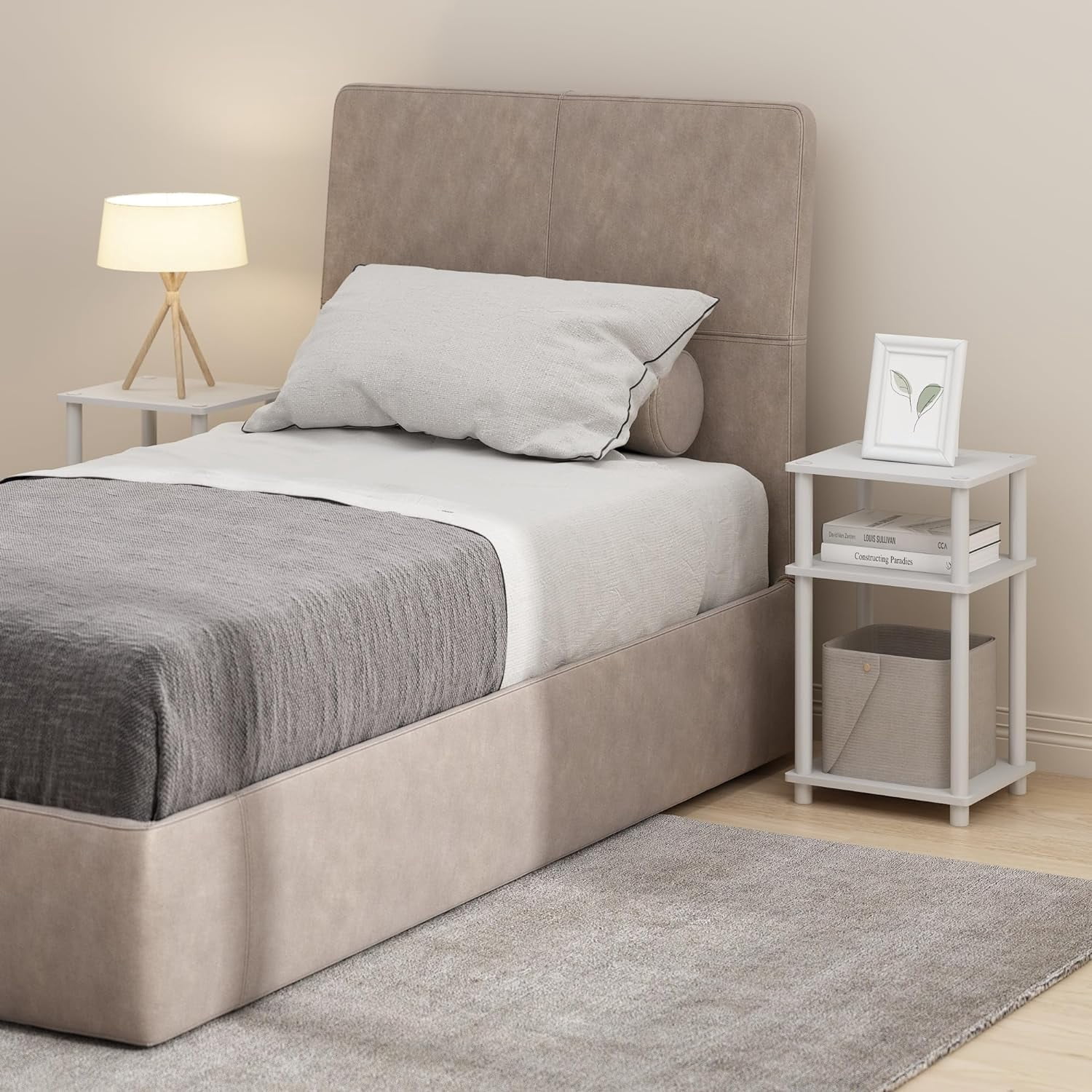 JUST Night Stand Set of 2, 3-Tier Turn-N-Tube Nightstand, Toolless ...