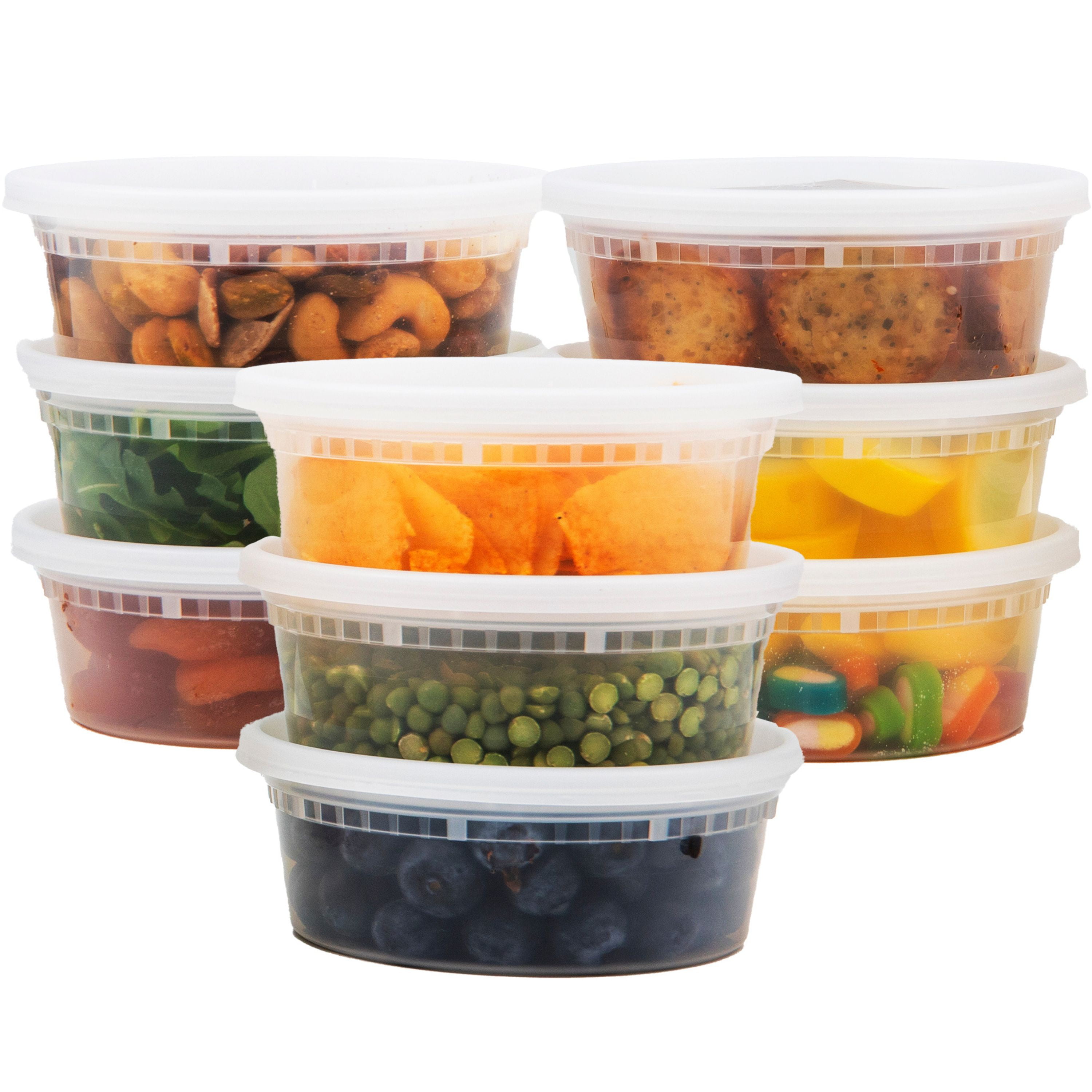 JUST PACK IT, 48 Set, 8 oz Plastic Soup Cups, Stackable, Leakproof ...