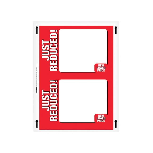 Centurion 9375775 11 x 8.5 in. Just Reduced Polyethylene Sign, White ...