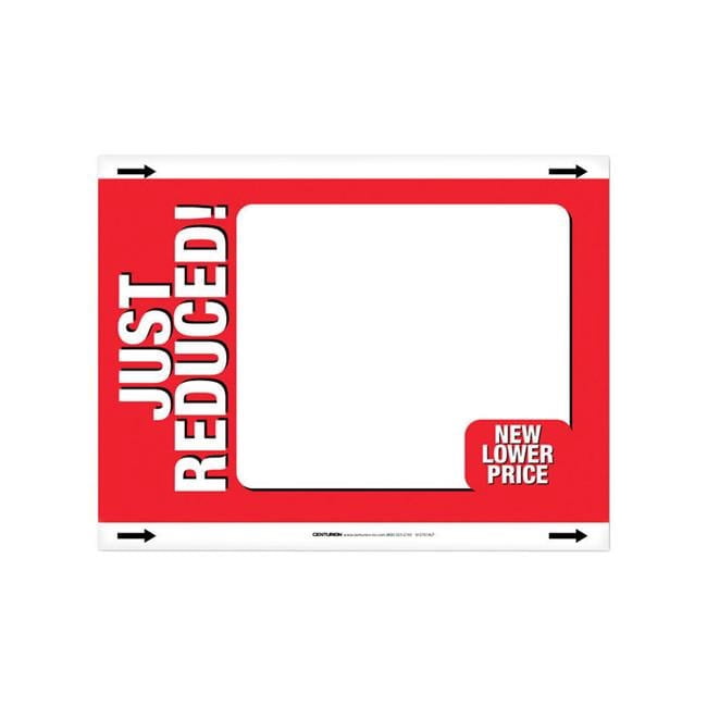 Centurion 9375734 11 x 8.5 in. Just Reduced Polyethylene Sign, Black ...