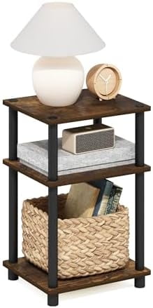 JUST Side Table, 3-Tier End Table, Open Shelves Night Stand, Bedside ...