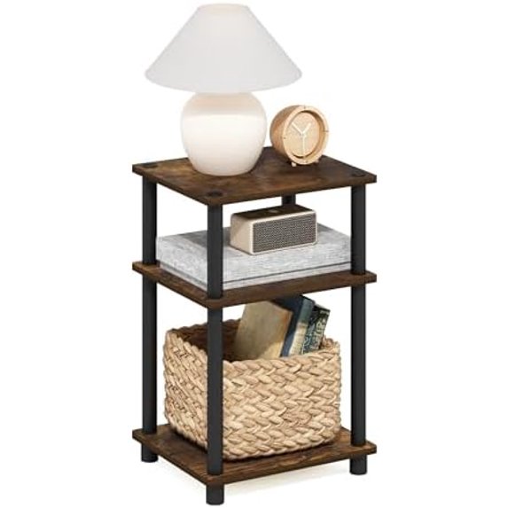 JUST Side Table, 3-Tier End Table, Open Shelves Night Stand, Bedside ...
