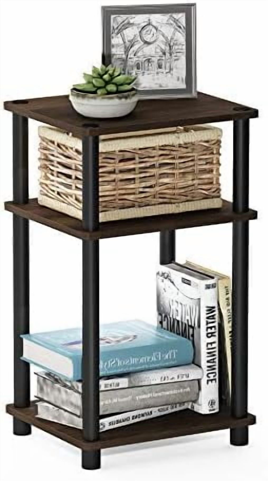 JUST Side Table, 3-Tier End Table, Open Shelves Night Stand, Bedside ...