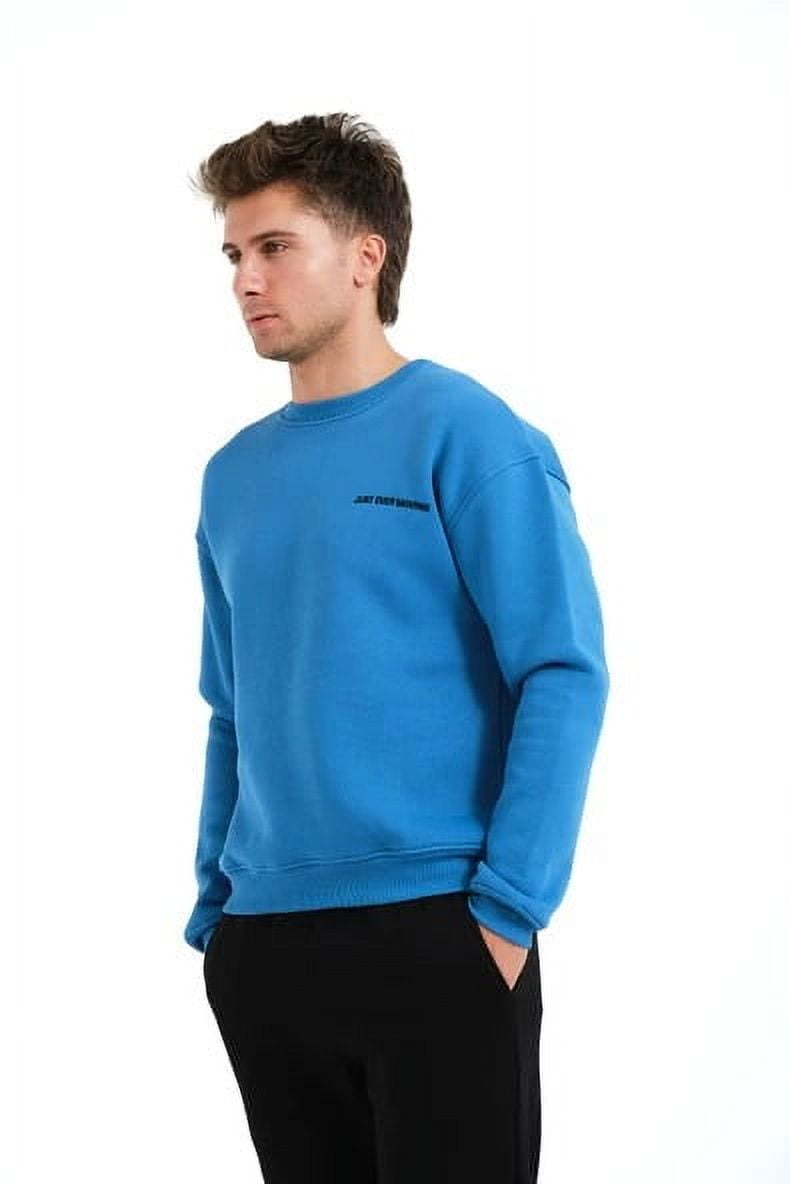 JUSTEVER Crew Neck Embroidered Raised Polar Fleece Inside Blue Men's ...
