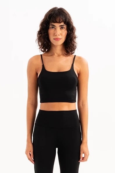 JUSTEVER Thin Strap Light Support Removable Padded Bra Black Women's ...