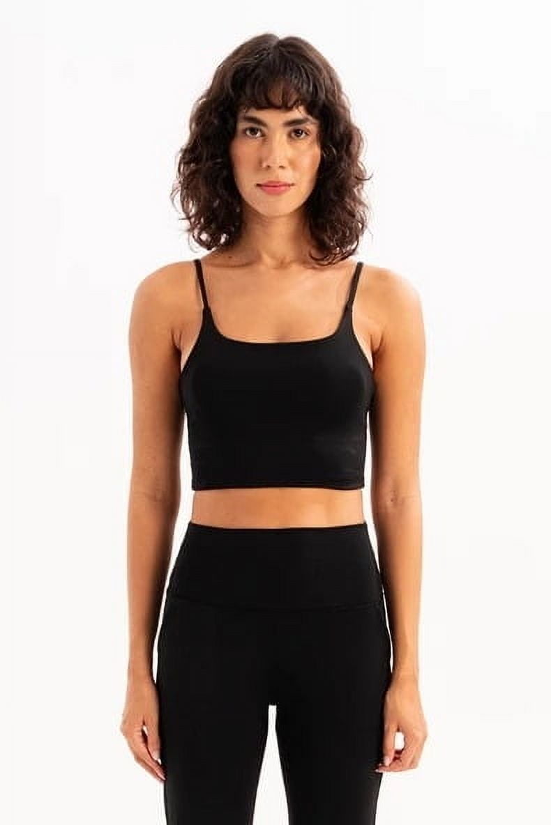 JUSTEVER Thin Strap Light Support Removable Padded Bra Black Women's ...