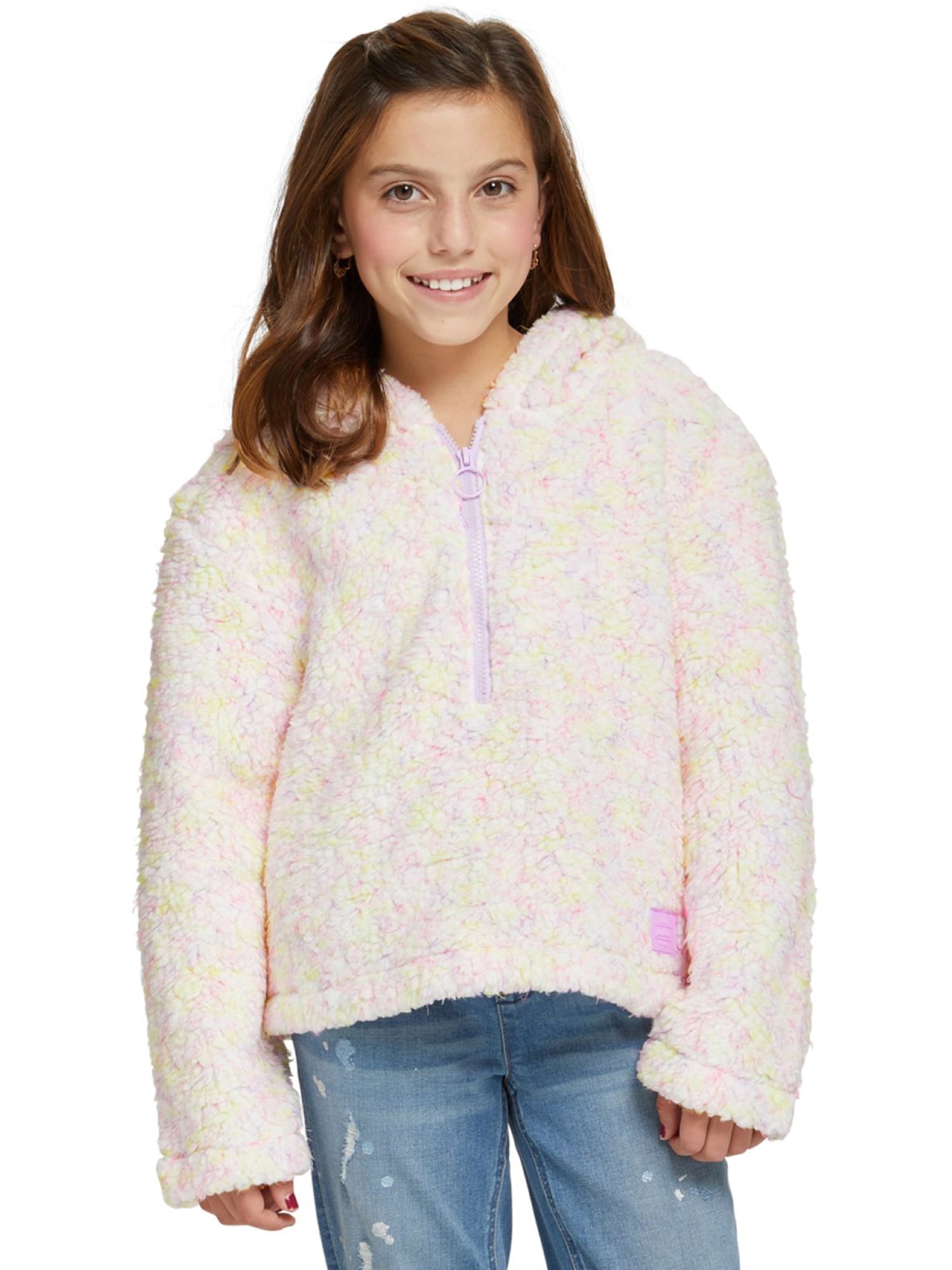 Justice Girls Sherpa Jacket - Long Sleeve Hoodie - Walmart.com