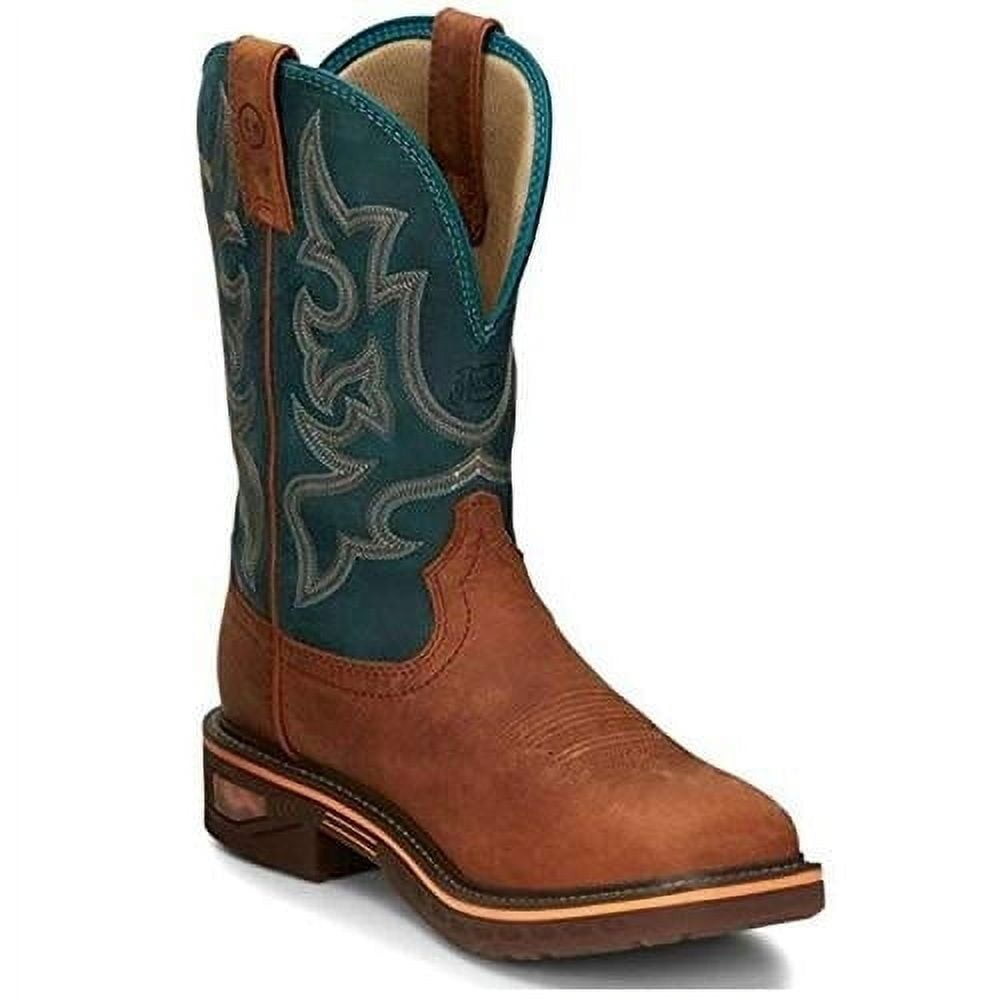 JUSTIN WORK Mens 11" Resistor Nano Composite Toe Work Boot Russet Blue ...