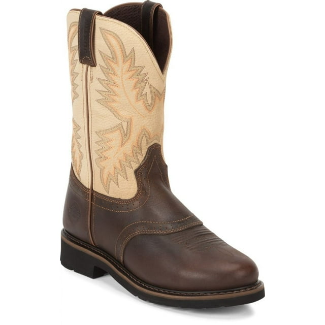 JUSTIN WORK Mens 11" Stampede Soft Toe Work Boot Brown/Sawdust - WK4660 ...