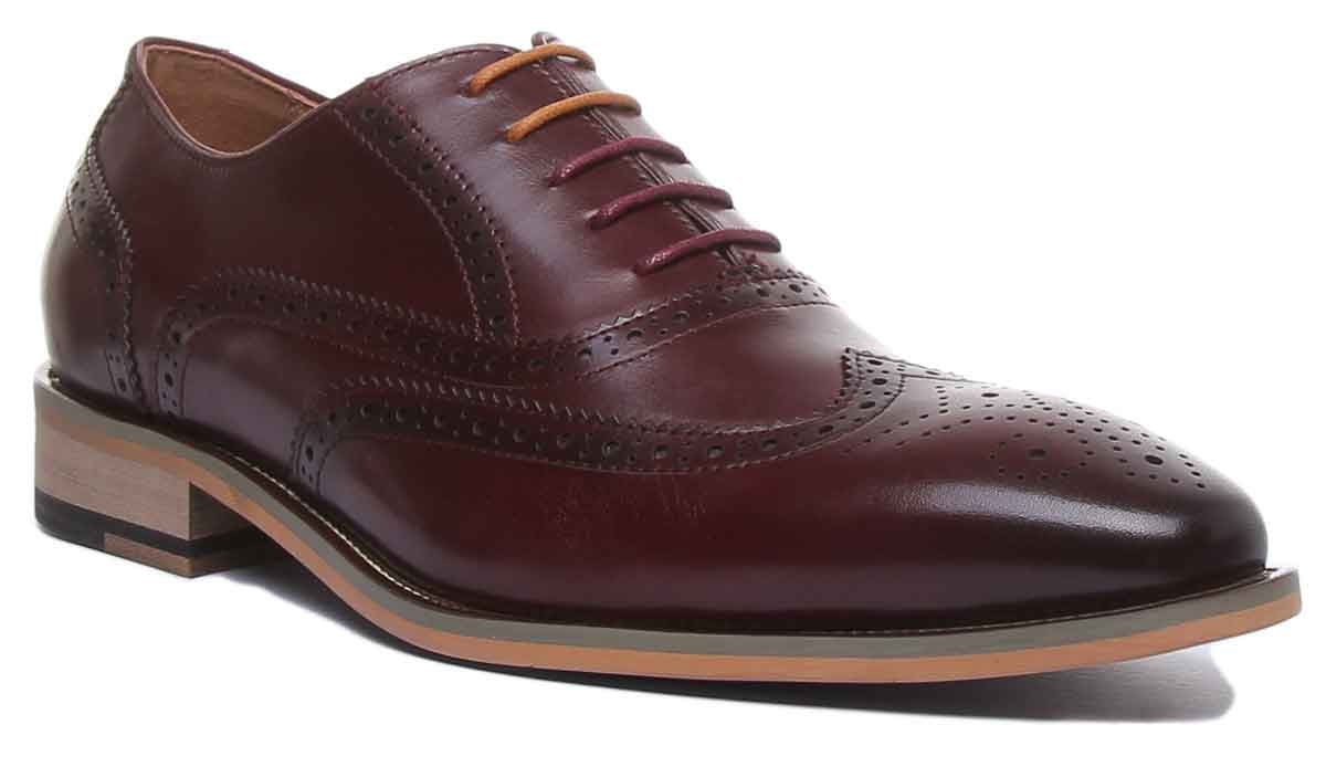 JUSTINREESS Aster Men's Pointed Toe Brogue Smart Shoes In Wine Size 11 ...