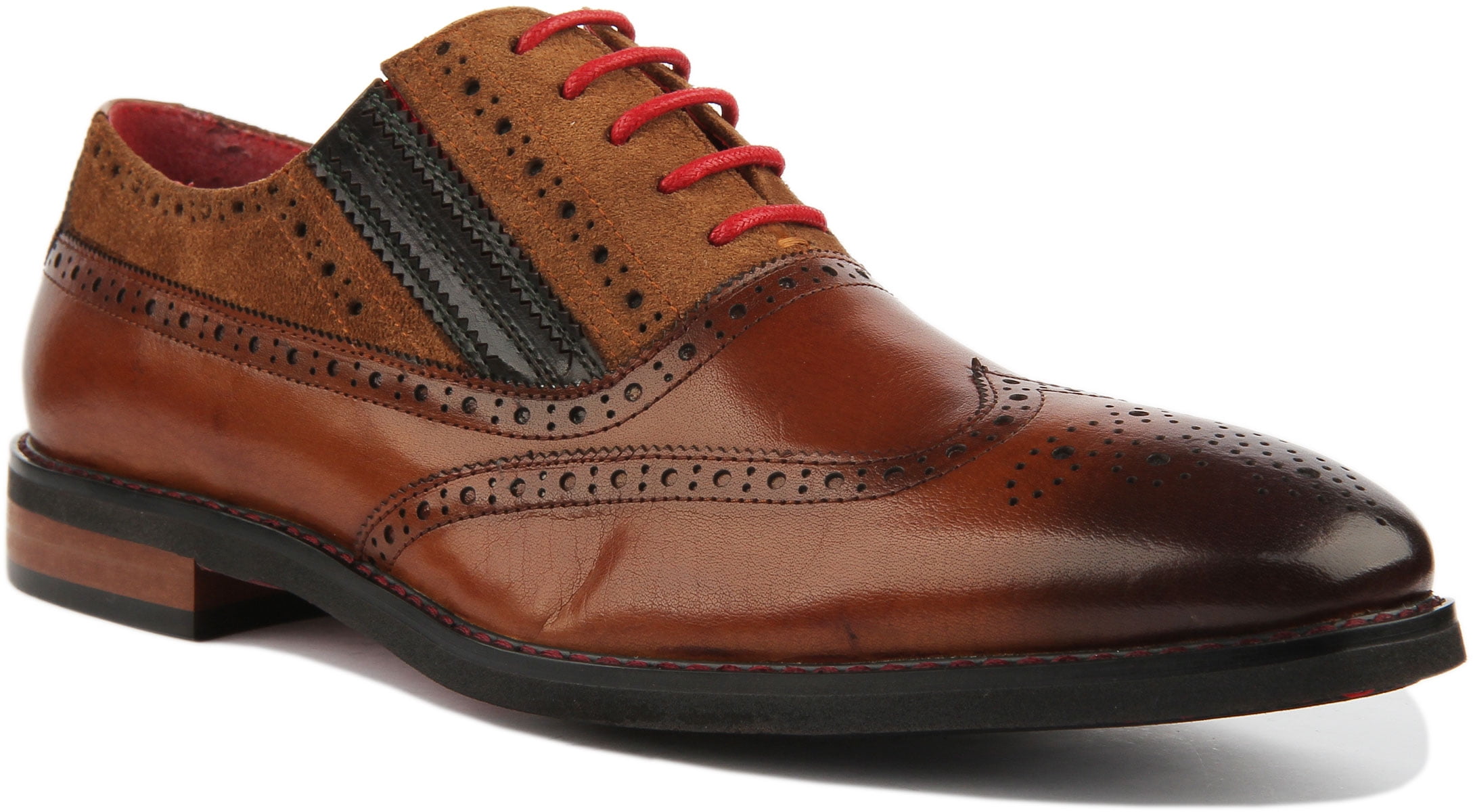 JUSTINREESS Jake Men's Lace Up Leather Brogue Shoes In Brown Size 13 ...