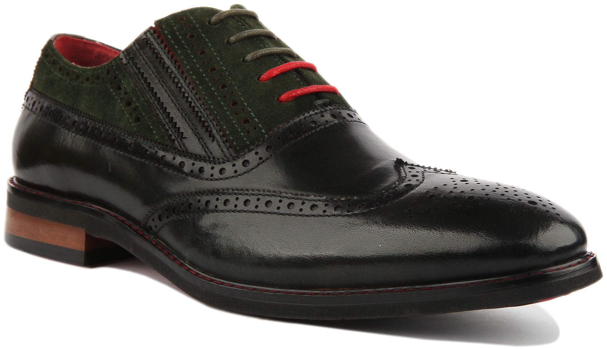 JUSTINREESS Jake Men's Lace Up Leather Brogue Shoes In Green Size 12 ...