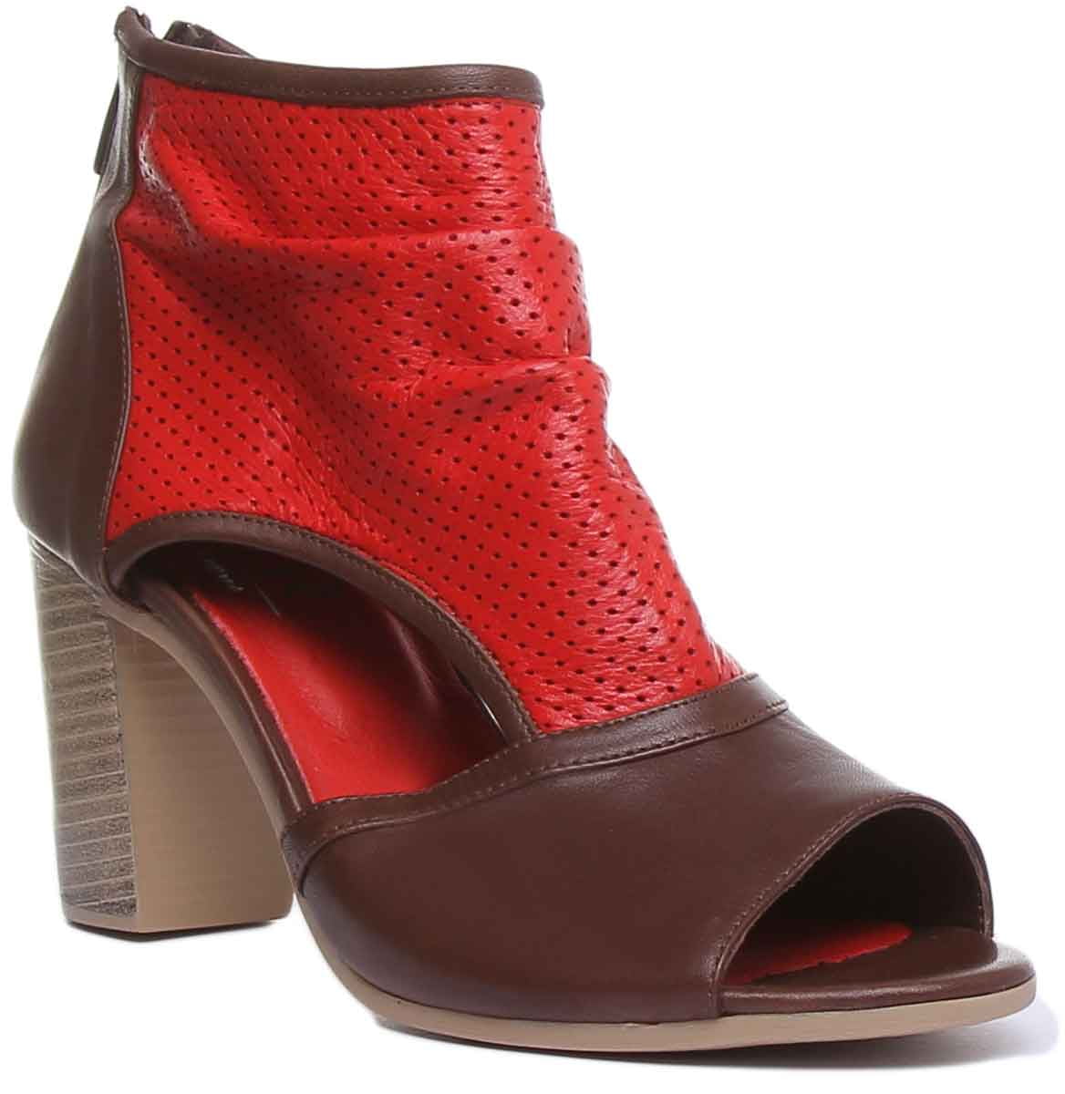 JUSTINREESS Monica Women's Heeled Perforated Sandal In Red Size 7 ...