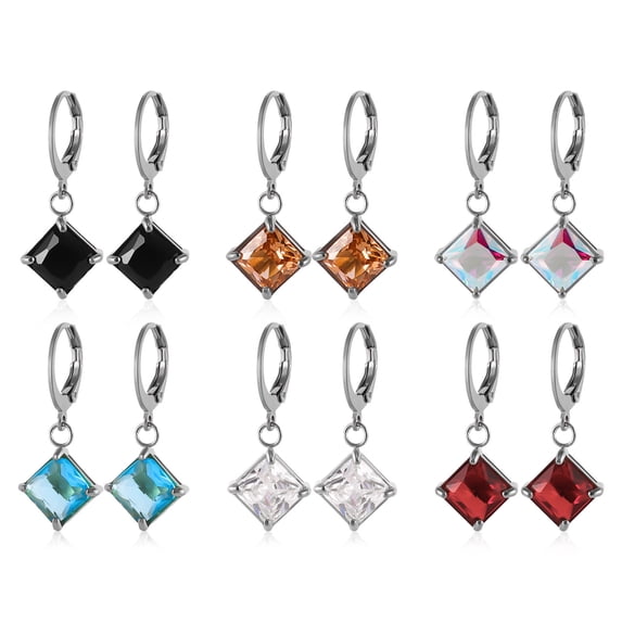 JUSTJANDM 6 Pairs Birthstone Leverback Dangle Earrings Set, Gold Plated ...