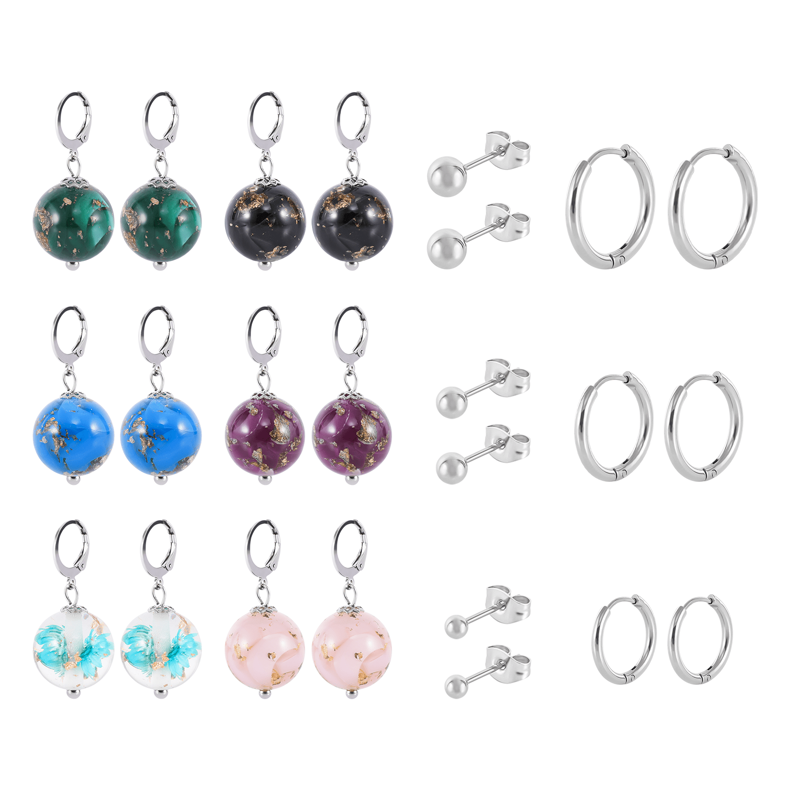 JUSTJANDM Multicolor Round Resin Ball Leverback Dangle Drop Earrings ...
