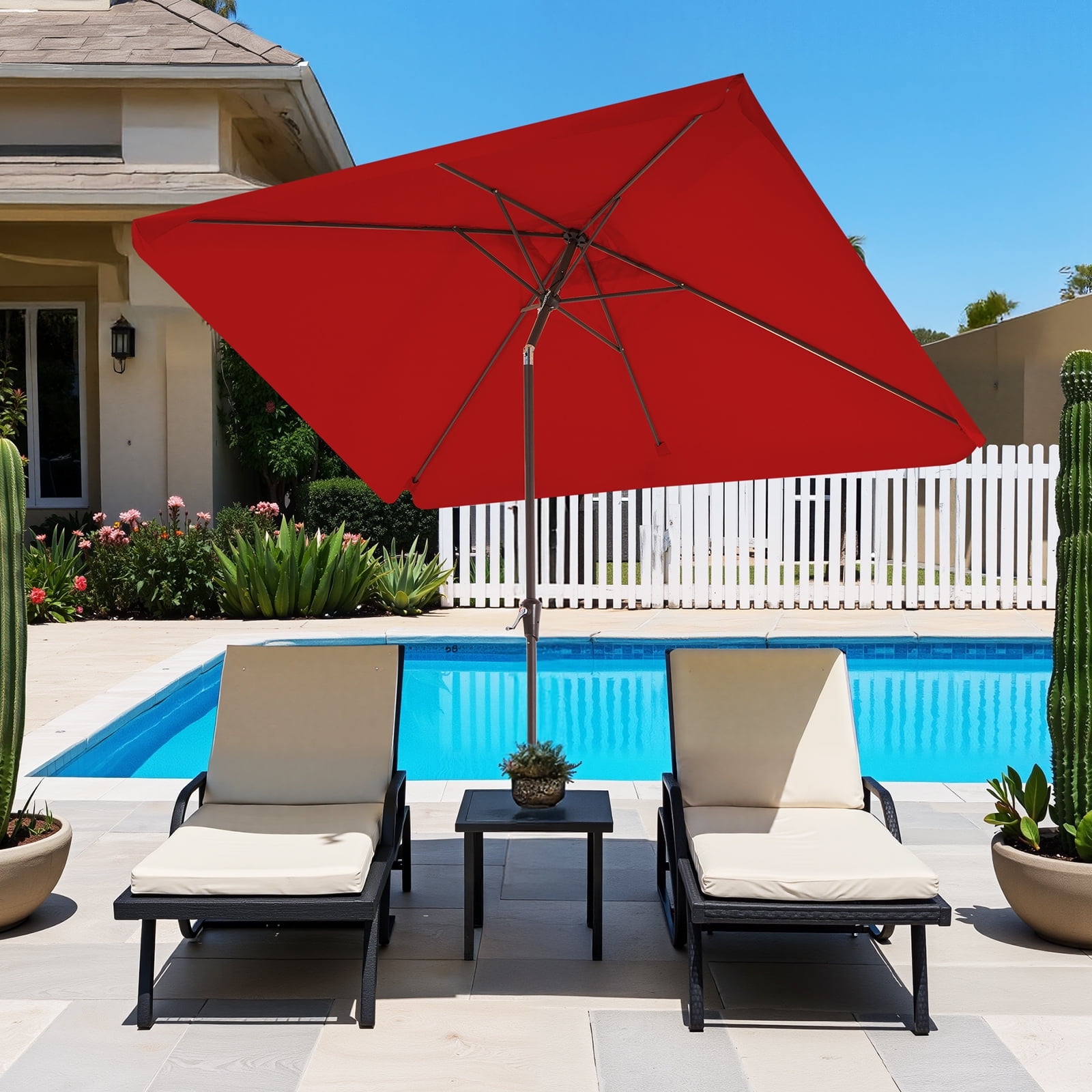 JUSTLET 10 FT Outdoor Patio Umbrella with Crank Sysytem and 8 Sturdy ...