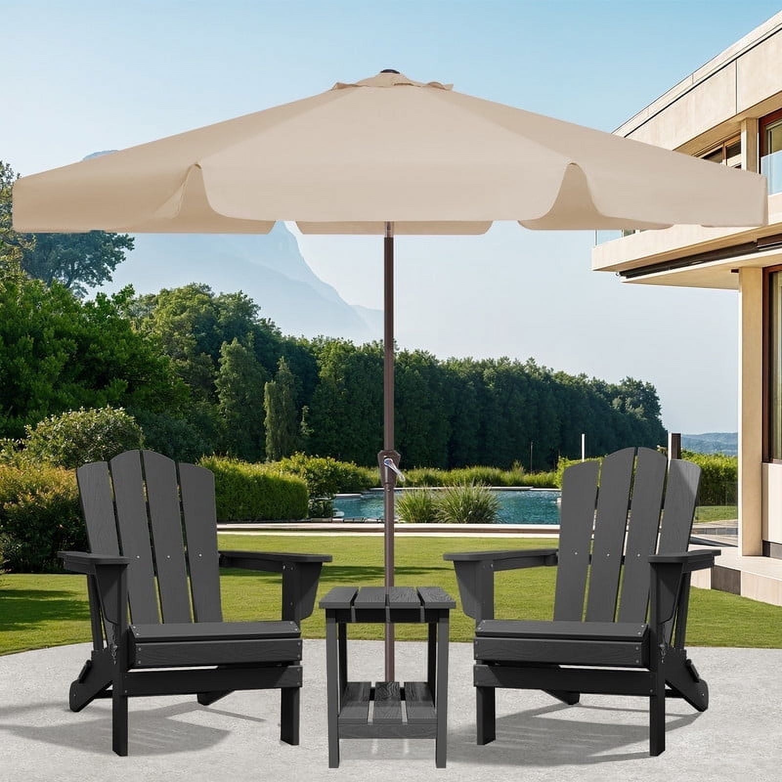 JUSTLET 10 Ft Patio Umbrella, Outdoor Round Umbrella, Crank System ...