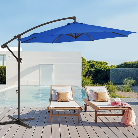 JUSTLET 10' Outdoor Hanging Offset Cantilever Patio Umbrella, Royal ...