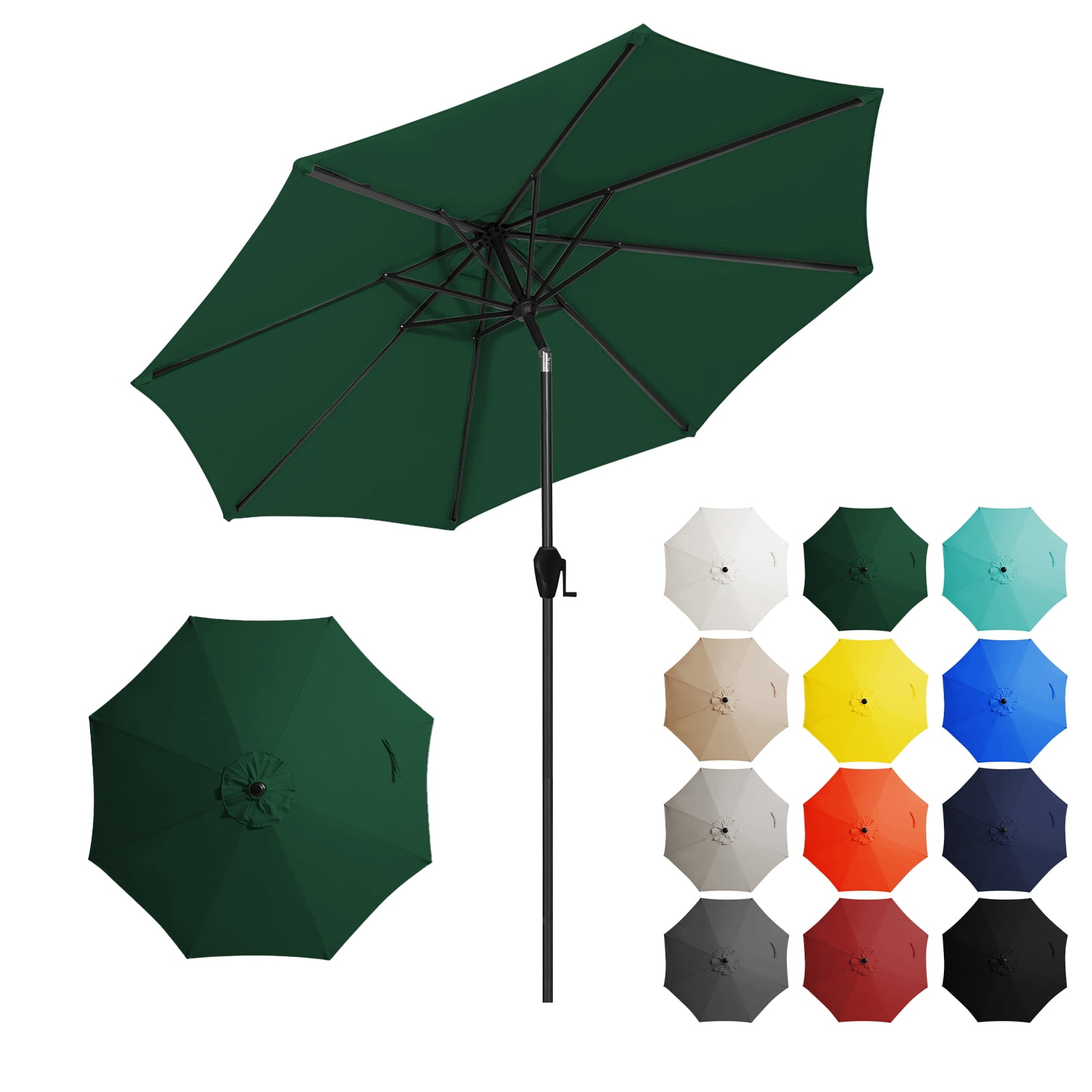 JUSTLET Large 10ft Wind Resistant Patio Umbrella for Lawn & Yard, Push ...
