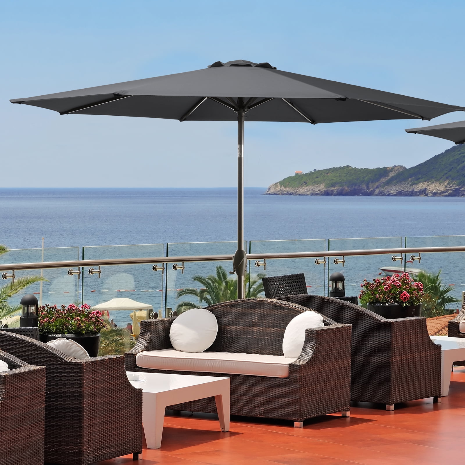 JUSTLET Large 10 ft Wind Resistant Patio Umbrella, Outdoor Umbrella for ...