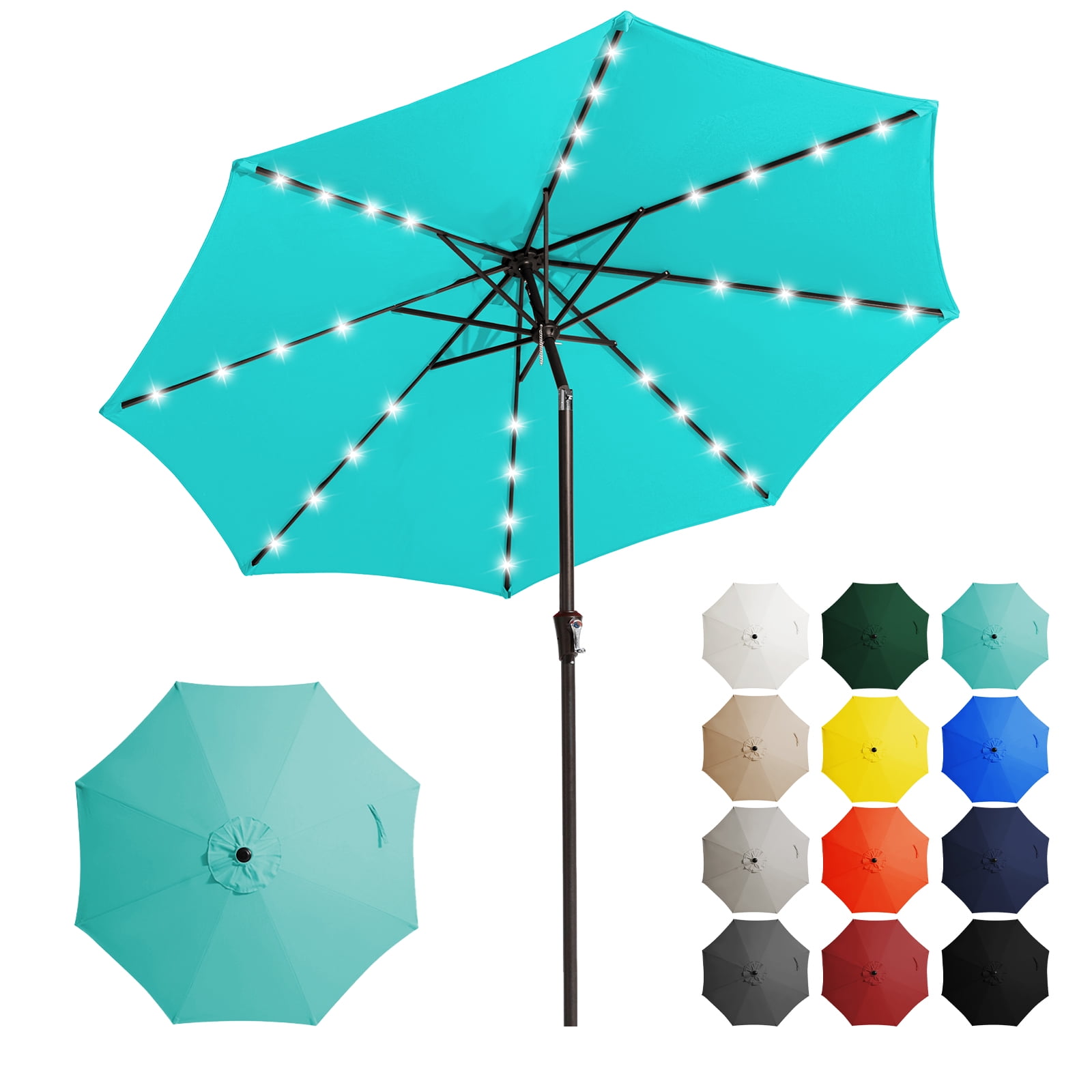 JUSTLET 10 ft Patio Umbrella for Table, Outdoor Sun Umbrella with LED ...