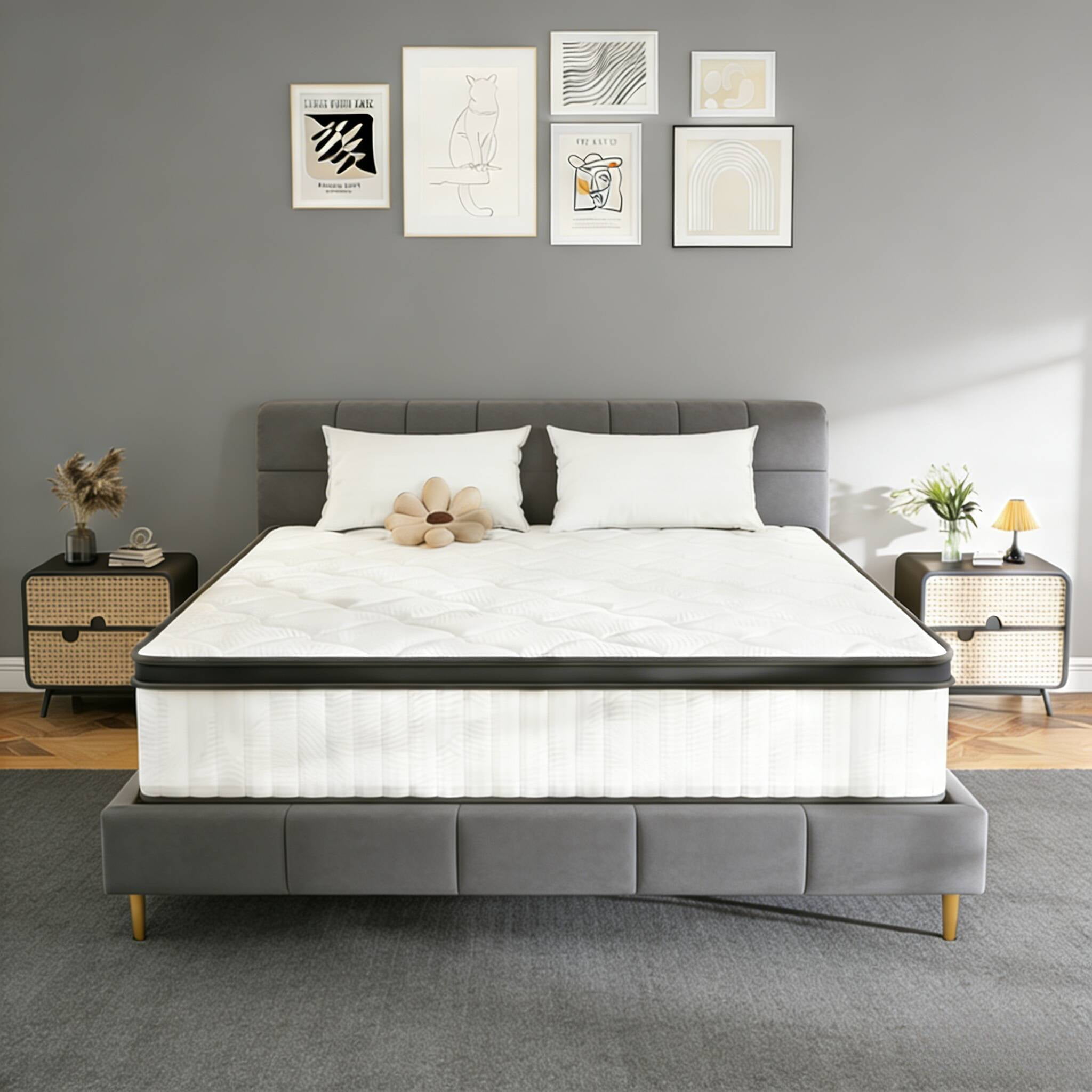 JUSTLET 12" Queen Hybrid Mattress in a Box, Gel Memory Foam & Pocket ...