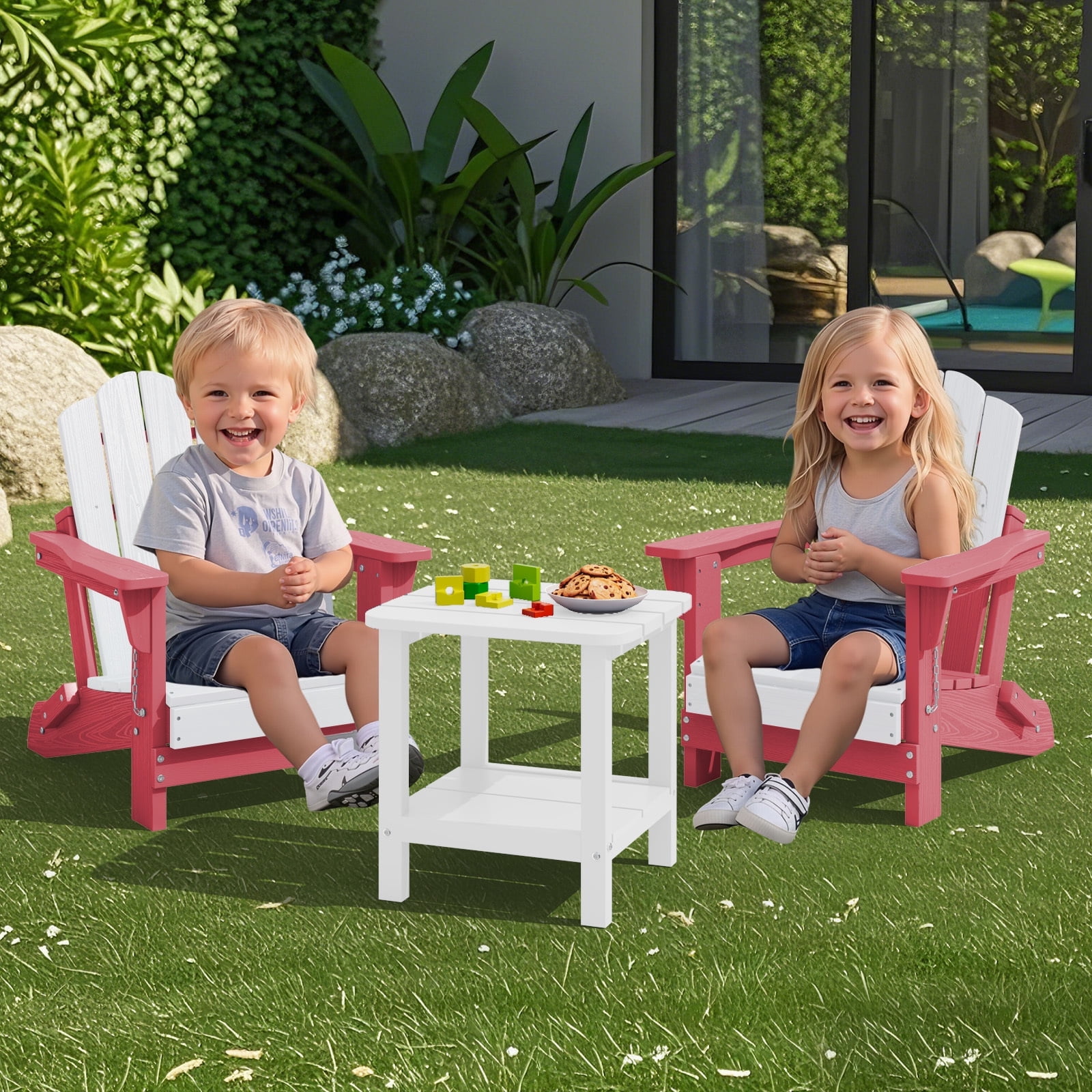 JUSTLET 2-Piece JUSTLET Kids Foldable Adirondack Chair, Lightweight ...