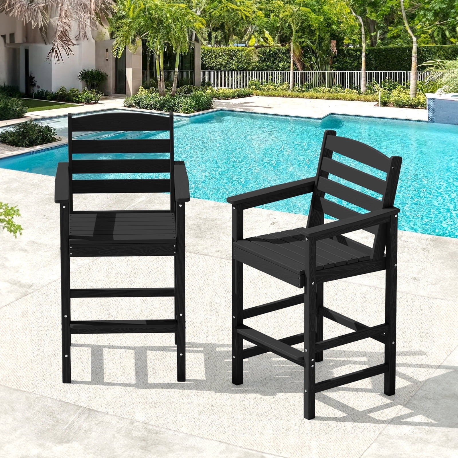 JUSTLET 2PC Wider-Size Outdoor Bar Stools, Oversize Tall Adirondack ...