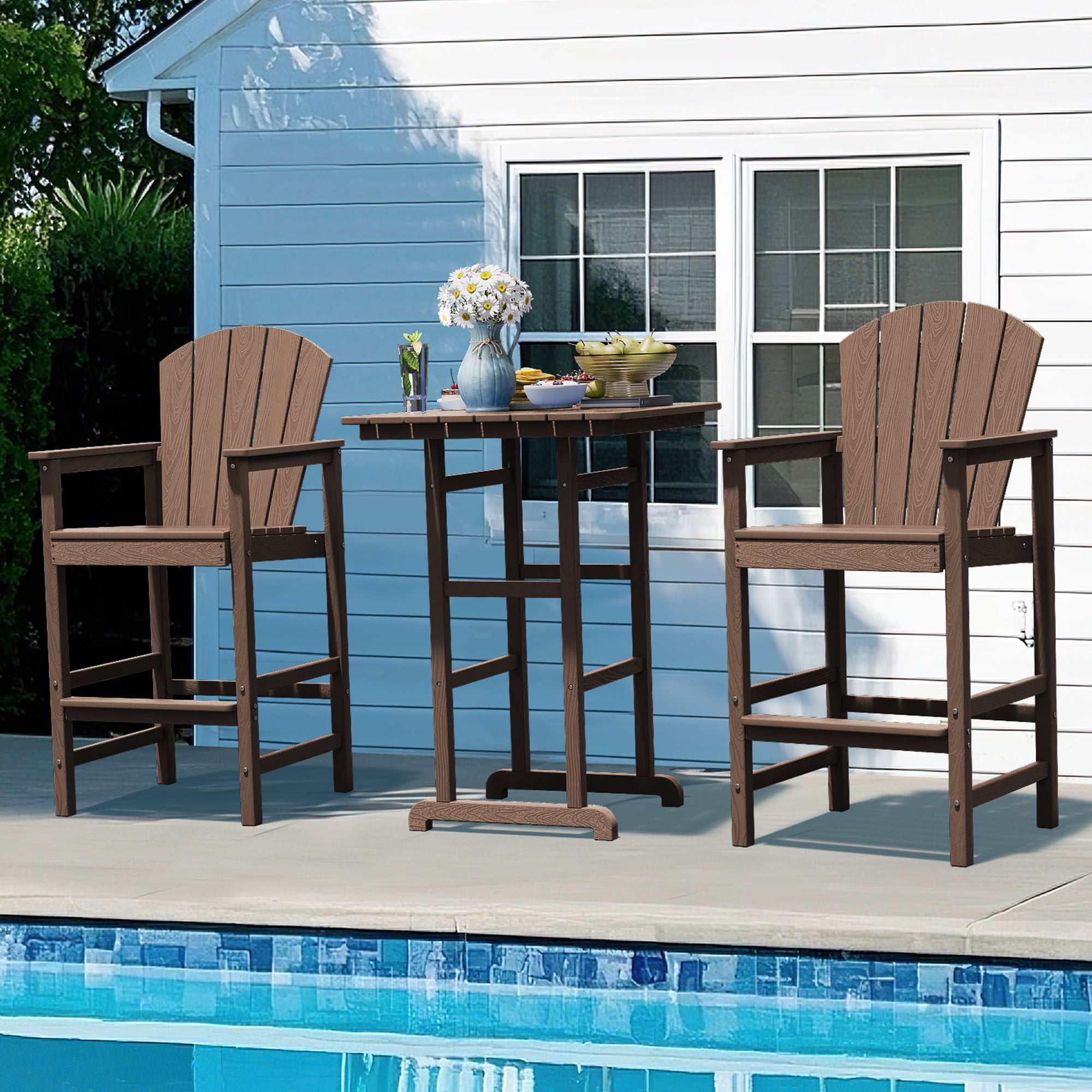 JUSTLET 3 Piece Outdoor Bistro Sets, HDPE Eco-Friendly Bar Sets, High ...
