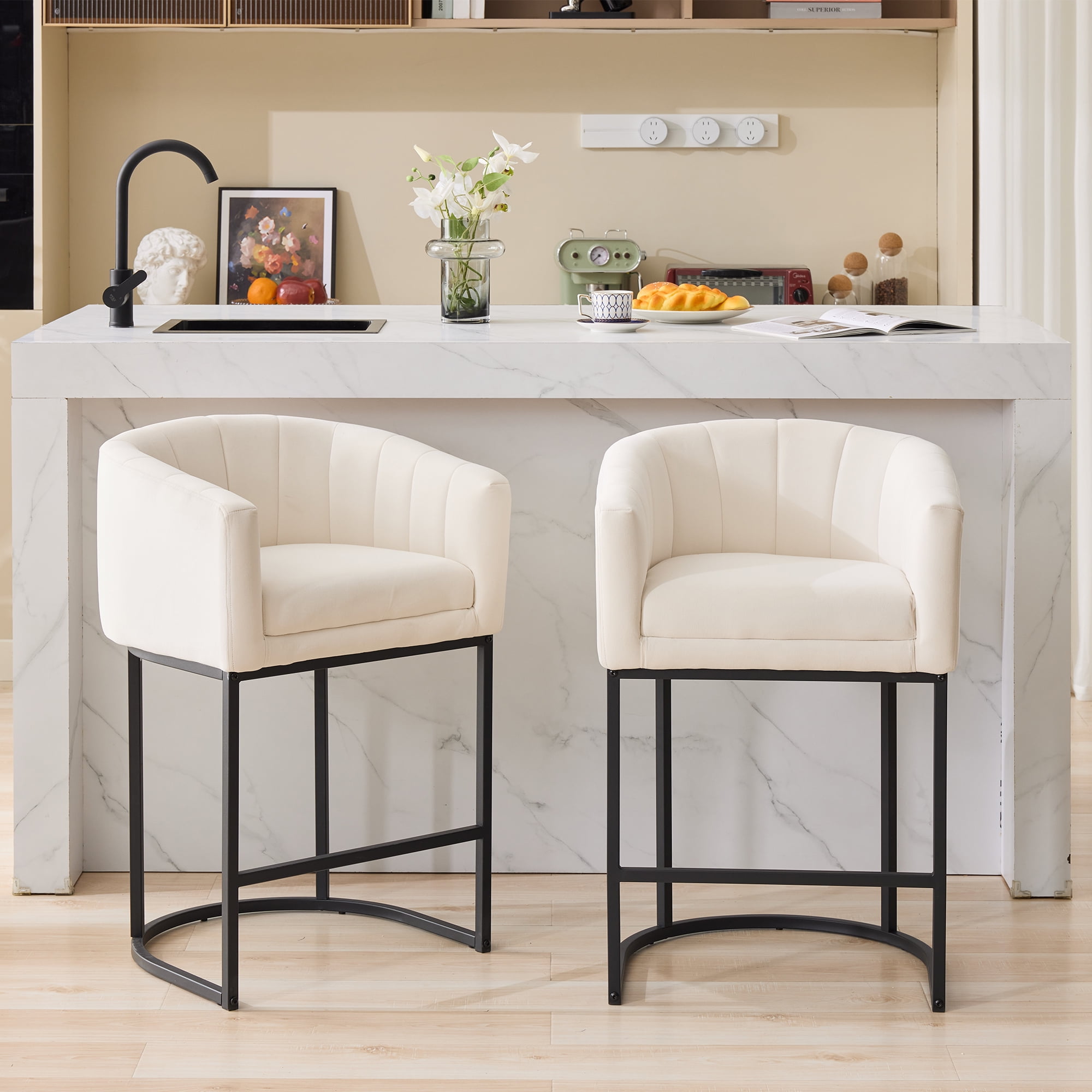 JUSTLET 36.8"H Bar Stools Set of 2 with Armrest, Counter Height ...