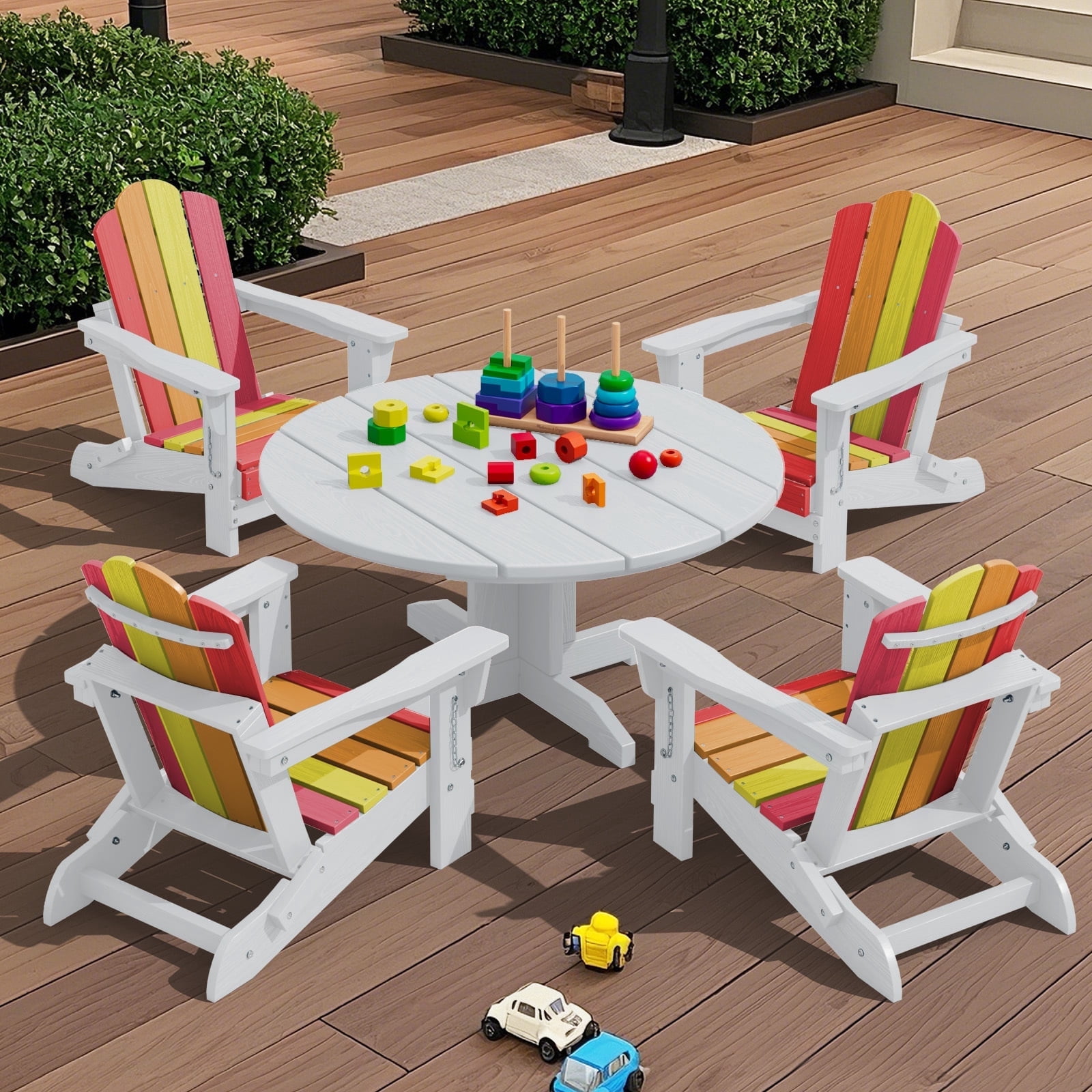 JUSTLET 4-Piece Kids Foldable Adirondack Chairs, Lightweight HDPE ...